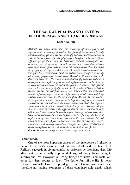 (PDF) THE SACRAL PLACES AND CENTERS IN TOURISM AS A SECULAR PILGRIMAGE