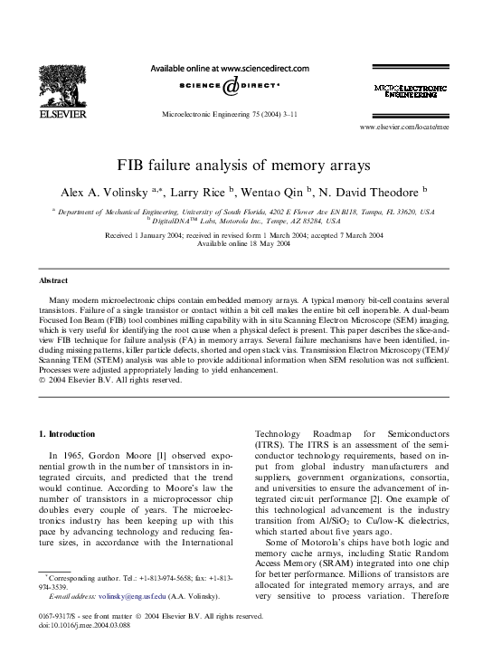 (PDF) FIB failure analysis of memory arrays