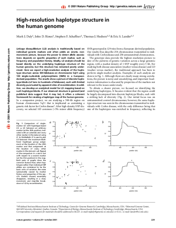 (PDF) High-resolution haplotype structure in the human genome