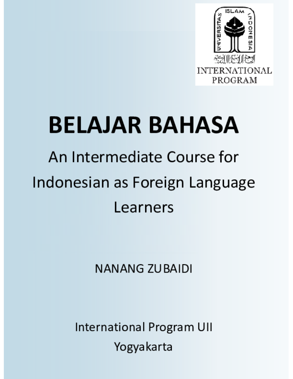 Pdf Belajar Bahasa An Intermediate Course For Indonesian As Foreign