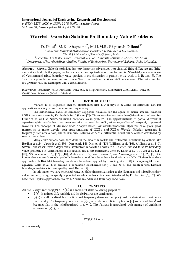 Pdf Wavelet Galerkin Solution For Boundary Value Problems
