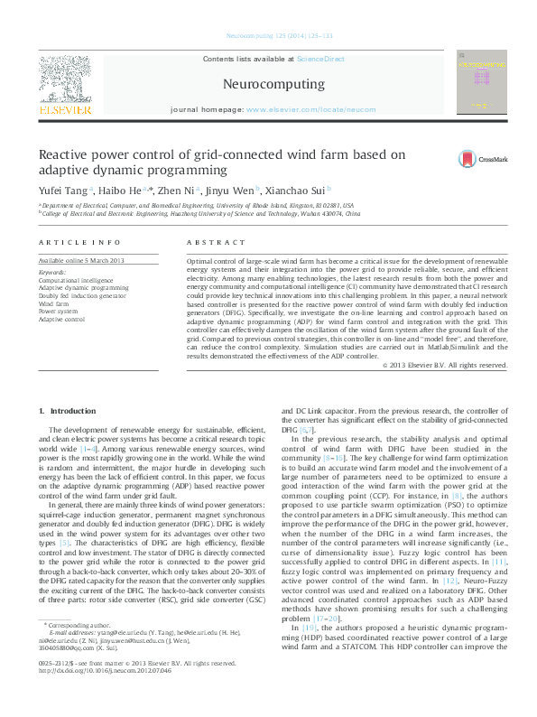 Pdf Reactive Power Control Of Grid Connected Wind Farm Based On