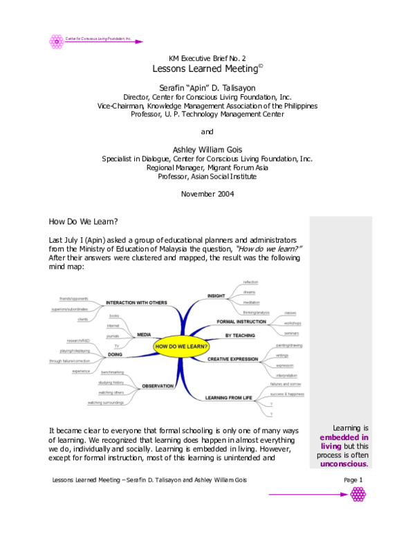 (PDF) Lessons Learned Meeting