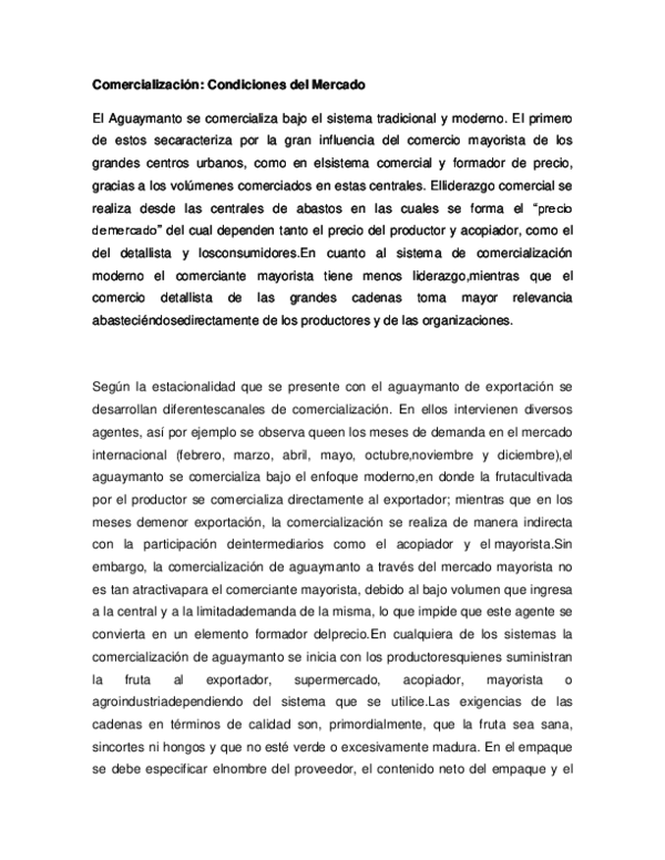 (DOC) Comercialización: Condiciones del Mercado