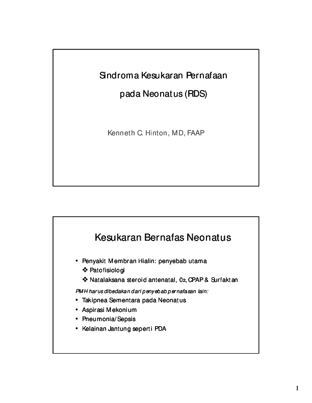 (PDF) Sindroma Kesukaran Pernafaan pada Neonatus (RDS
