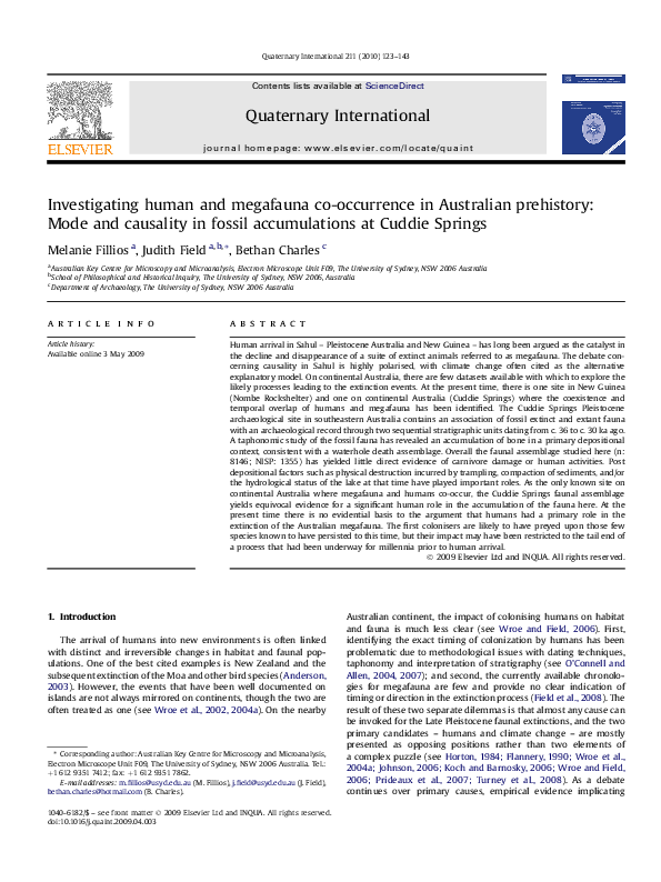 (PDF) Investigating human and megafauna co-occurrence in Australian ...