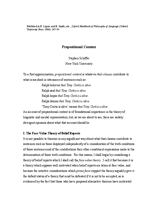 (PDF) Propositional Content
