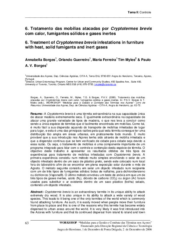 (PDF) 6. Tratamento das mobílias atacadas por Cryptotermes brevis com ...