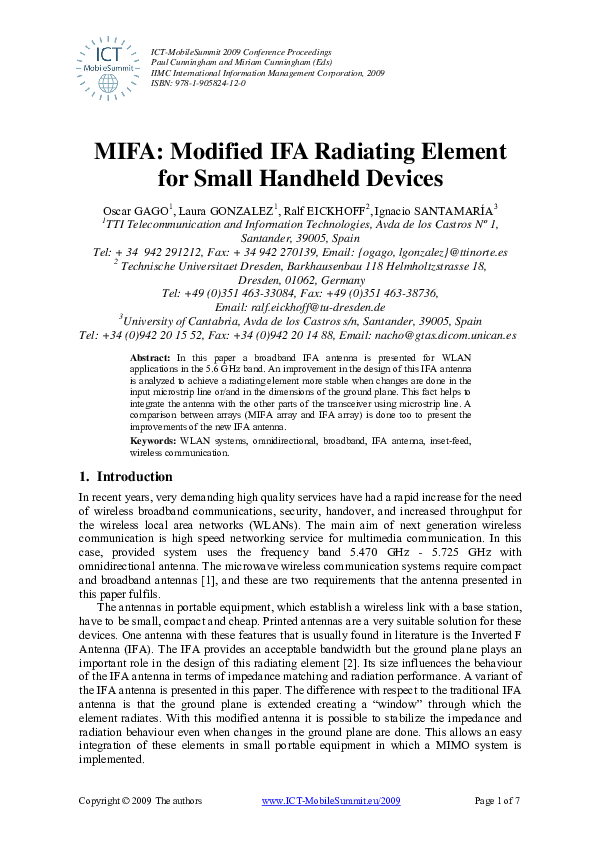 (PDF) MIFA: Modified IFA Radiating Element for Small Handheld Devices