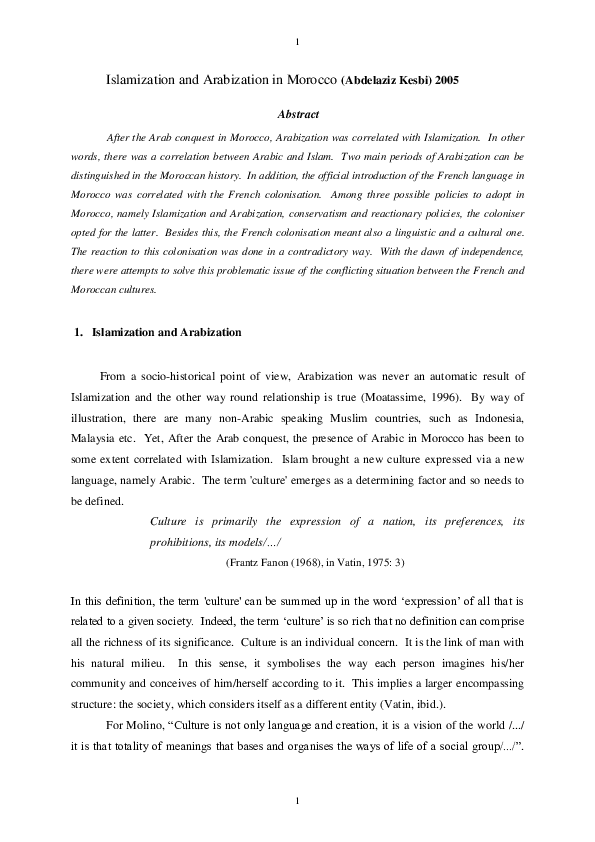 (PDF) Islamization and Arabization in Morocco