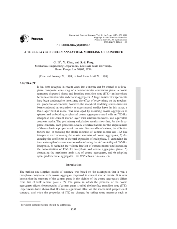 (PDF) A THREE-LAYER BUILT-IN ANALYTICAL MODELING OF CONCRETE
