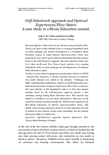 (PDF) Orff-Schulwerk approach and Optimal Experiences/Flow States: A ...