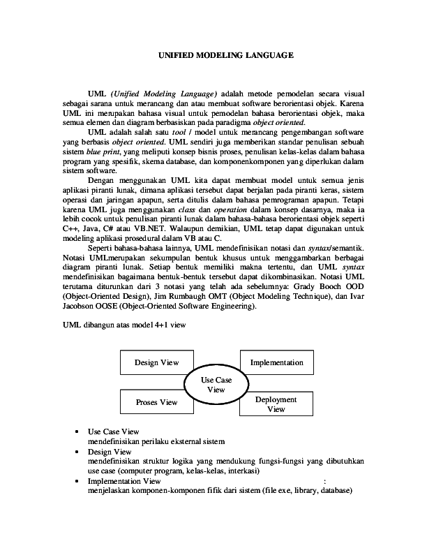 Pdf Unified Modeling Language