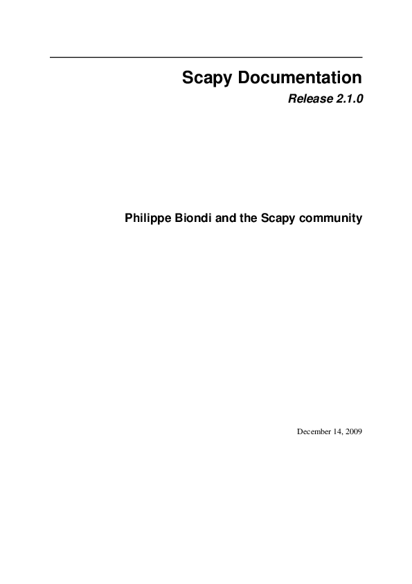 (PDF) Scapy Documentation Philippe Biondi and the Scapy community