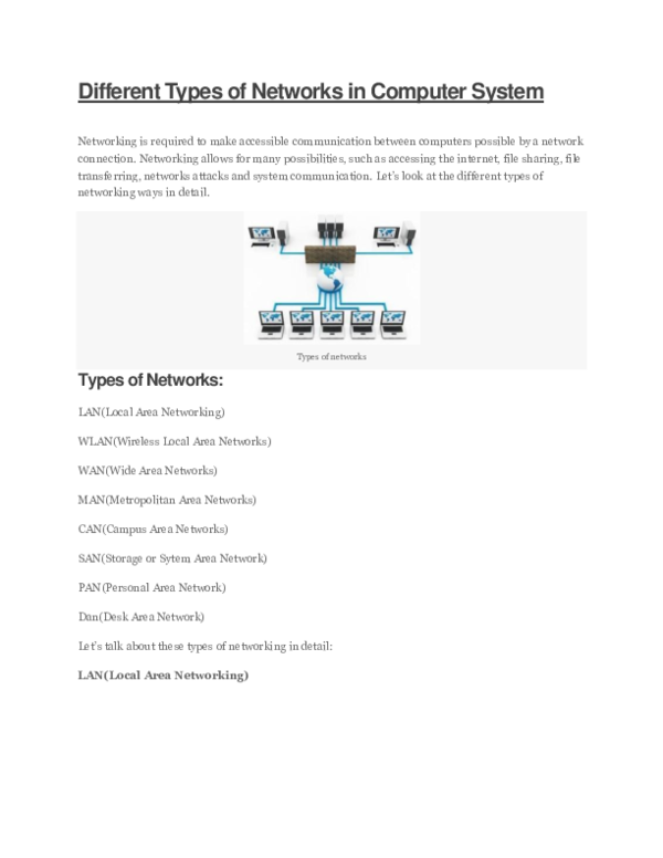 (DOC) Different Types of Networks in Computer System