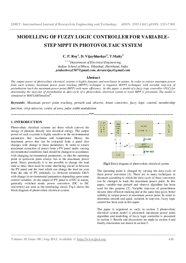 Pdf Modelling Of Fuzzy Logic Controller For Variablestep