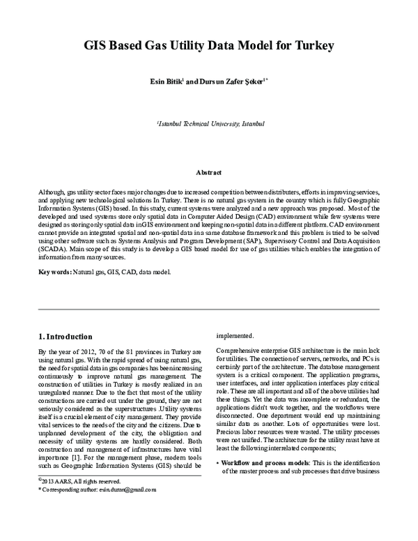 (PDF) GIS Based Gas Utility Data Model for Turkey