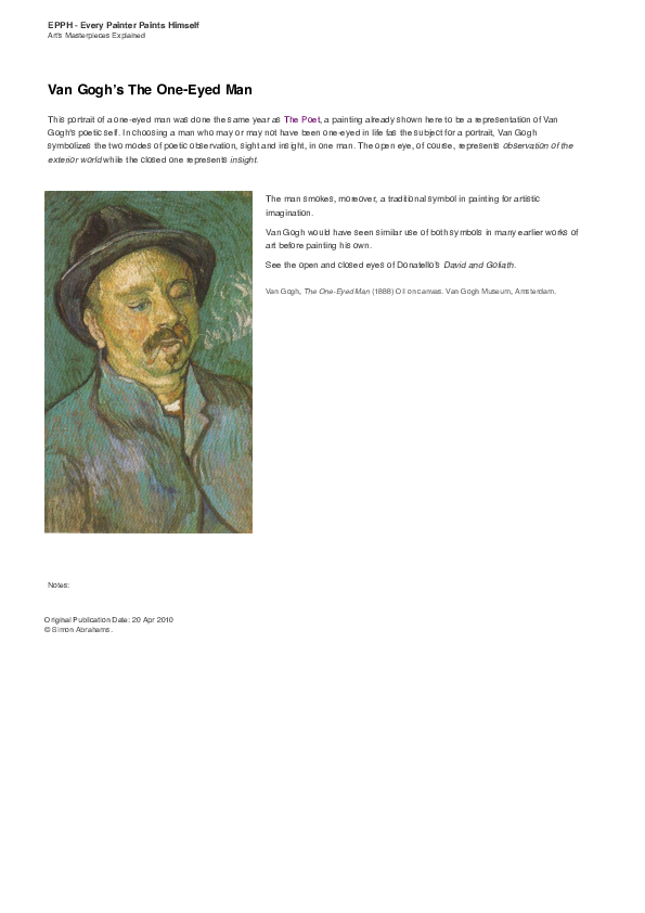 (PDF) Van Gogh's The One-Eyed Man (1888)