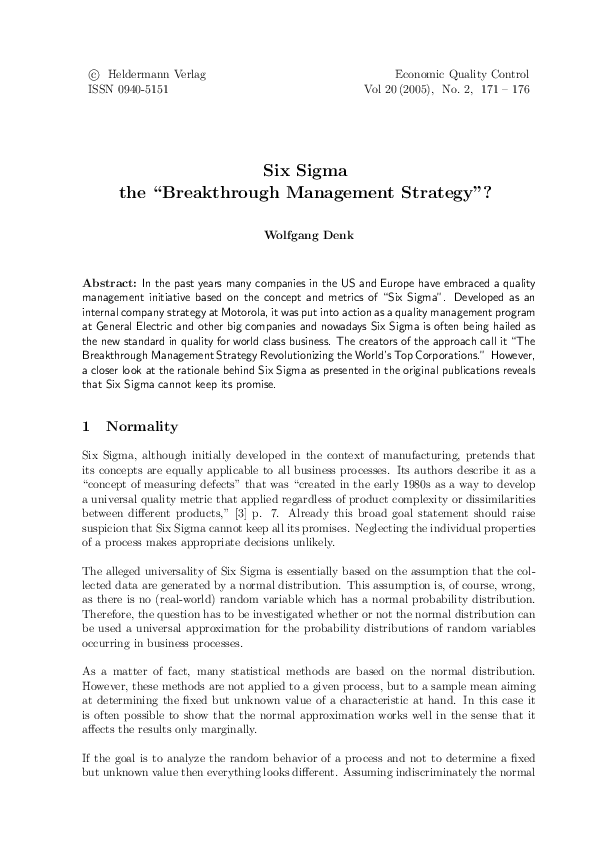 (PDF) the "Breakthrough Management Strategy