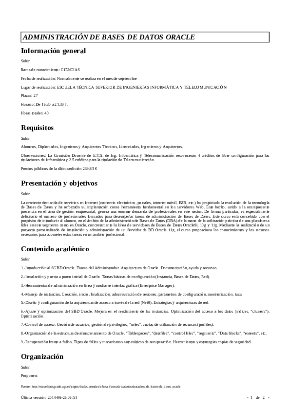 (PDF) ADMINISTRACIÓN DE BASES DE DATOS ORACLE
