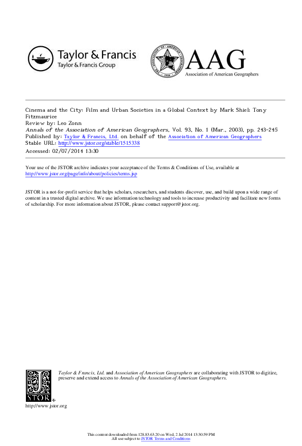 (PDF) Cinema and the City: Film and Urban Societies in a Global Context ...