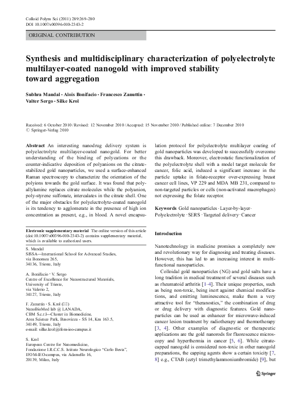 Pdf Synthesis And Multidisciplinary Characterization Of Polyelectrolyte Multilayer Coated