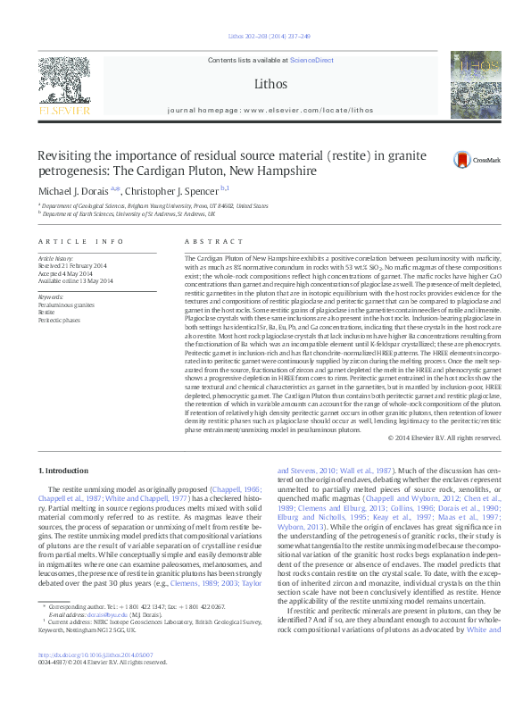(PDF) Revisiting the importance of residual source material (restite ...