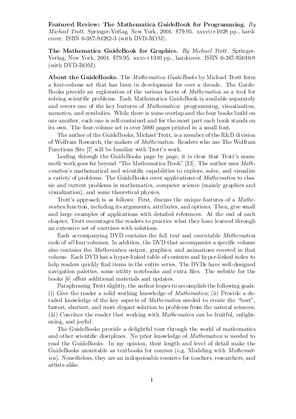 Pdf Featured Review The Mathematica Guidebook For Programming And The Mathematica Guidebook