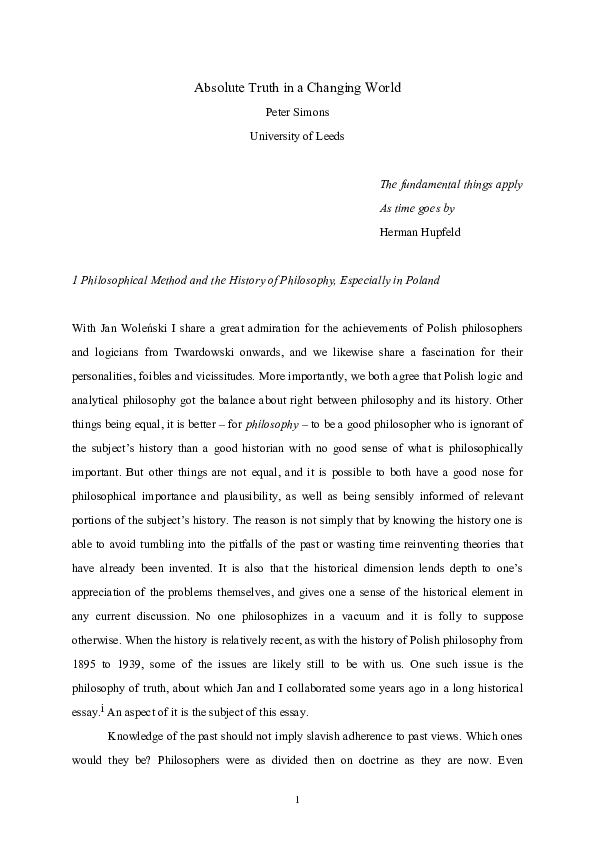 (PDF) Absolute Truth in a Changing World