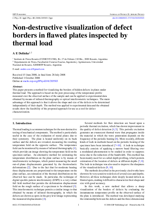 (PDF) Non-destructive visualization of defect borders in flawed plates ...
