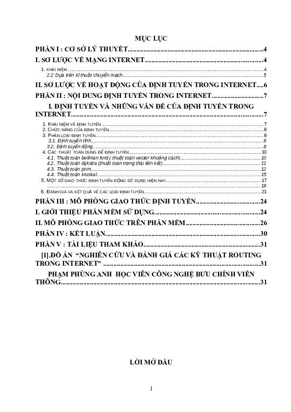 (DOC) PH N I : C S LÝ THUY T 3 2 PH N II : N I DUNG Đ NH TUY N TRONG INTERNET 7 5