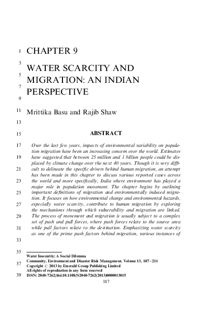 (PDF) water scarcity and migration