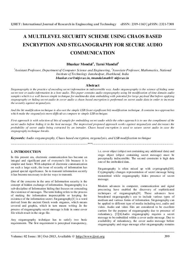 Pdf A Multilevel Security Scheme Using Chaos Based Encryption And