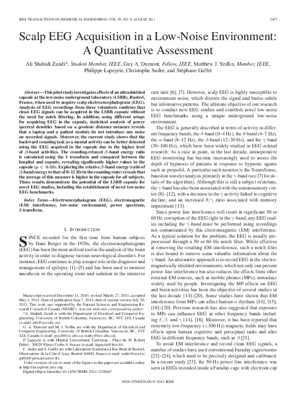 (PDF) Scalp EEG Acquisition in a Low-Noise Environment: A Quantitative Assessment