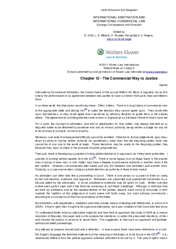 (PDF) Liber Amicorum Eric Bergsten INTERNATIONAL ARBITRATION AND INTERNATIONAL COMMERCIAL LAW ...