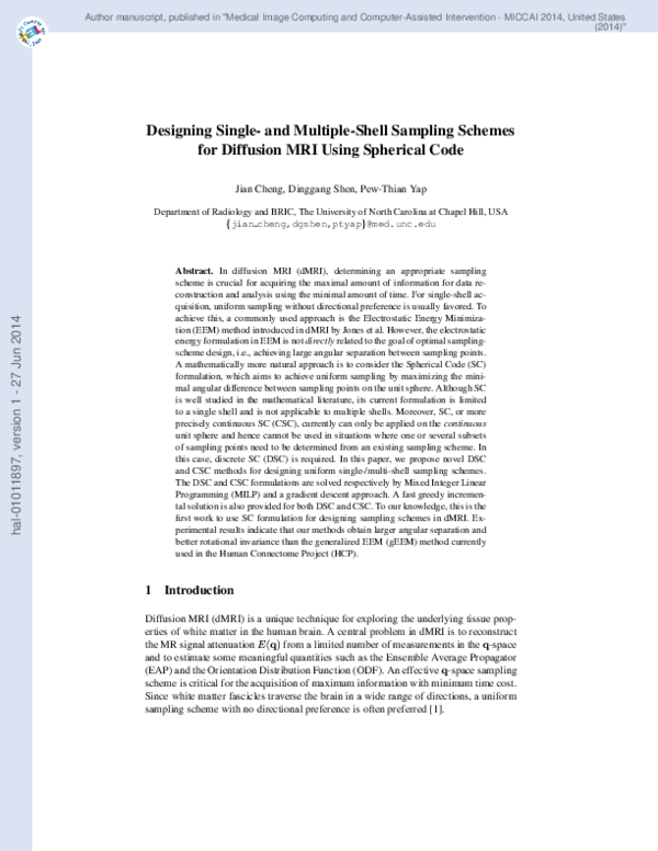 (PDF) Designing Single- and Multiple-Shell Sampling Schemes for ...