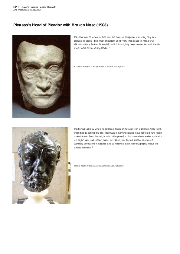(PDF) Picasso's Head of Picador with Broken Nose (1903)