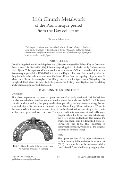 (PDF) Irish Church Metalwork of the Romanesque period from the Day ...