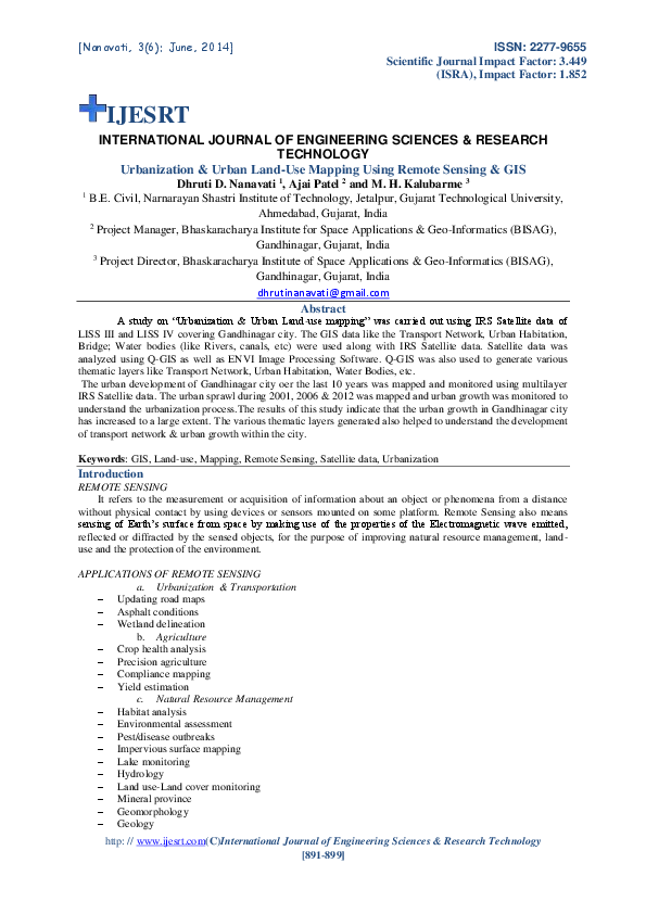 (PDF) Urbanization & Urban Land-Use Mapping Using Remote Sensing & GIS