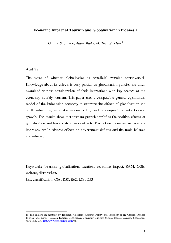 (PDF) Economic impact of tourism and globalisation in Indonesia