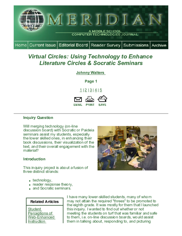 (PDF) Virtual Circles: Using Technology to Enhance Literature Circles ...