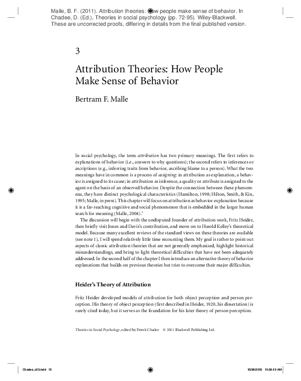 (PDF) Heider's Theory of Attribution