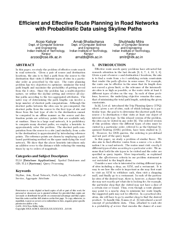 (PDF) Efficient and Effective Route Planning in Road Networks with ...