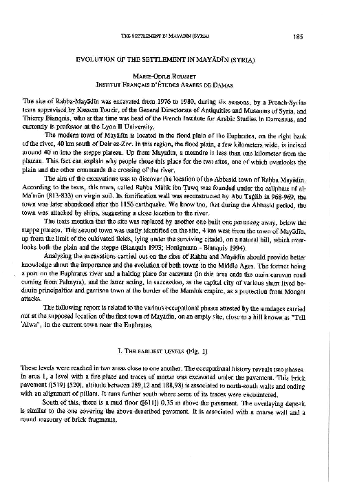 (PDF) Evolution of the settlement in Mayadin (Syria)