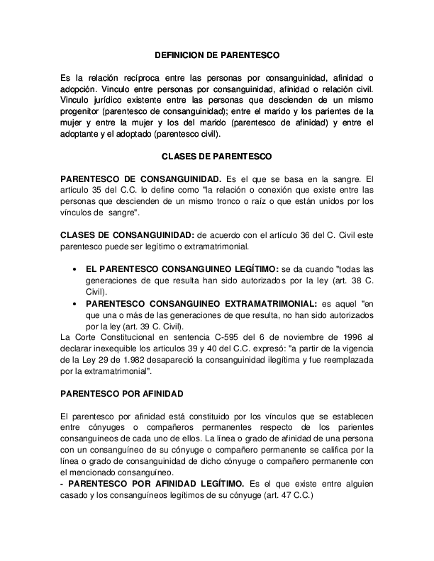 (DOC) DEFINICION DE PARENTESCO