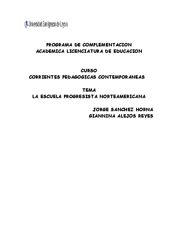 (PDF) CORRIENTES PEDAGOGICAS CONTEMPORANEAS - LA ESCUELA PROGRESISTA ...