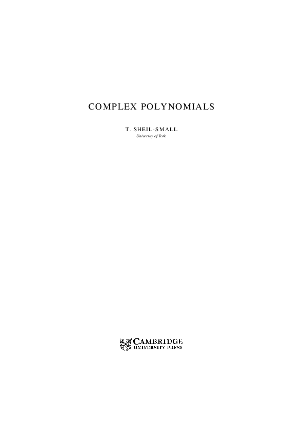 (PDF) COMPLEX POLYNOMIALS