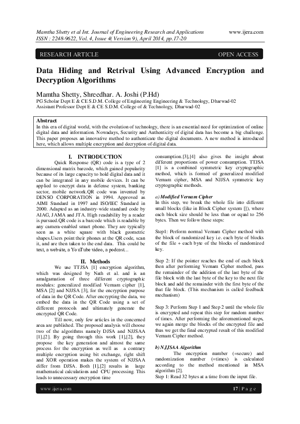 Pdf Data Hiding And Retrival Using Advanced Encryption And Decryption Algorithms