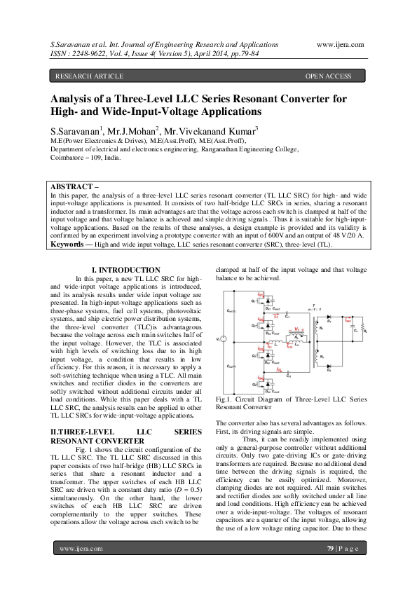 (PDF) Analysis of a Three-Level LLC Series Resonant Converter for High ...