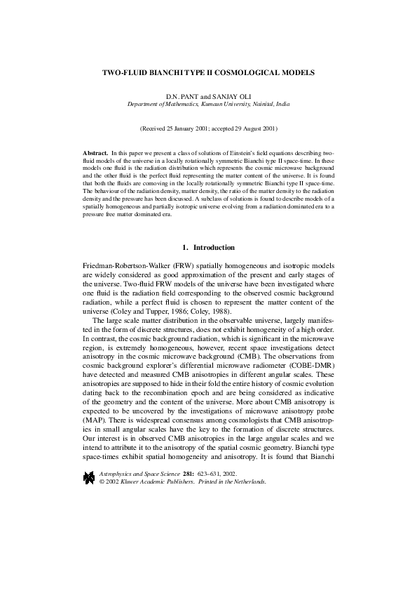 (PDF) Two-Fluid Bianchi Type II Cosmological Models